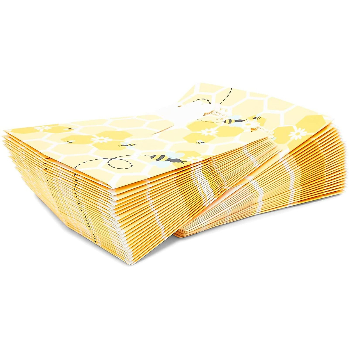 Paper Treat Boxes for Bee Party Favors (3.5 x 3.5 x 5.5 in, 50 Pack)