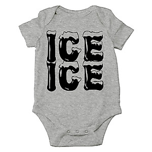 AW Fashions Ice Ice Baby Bodysuit Cute Newborn Baby Girl or Boy Clothes Adorable Infant Romper Outfit (6 Months, Sports Grey)