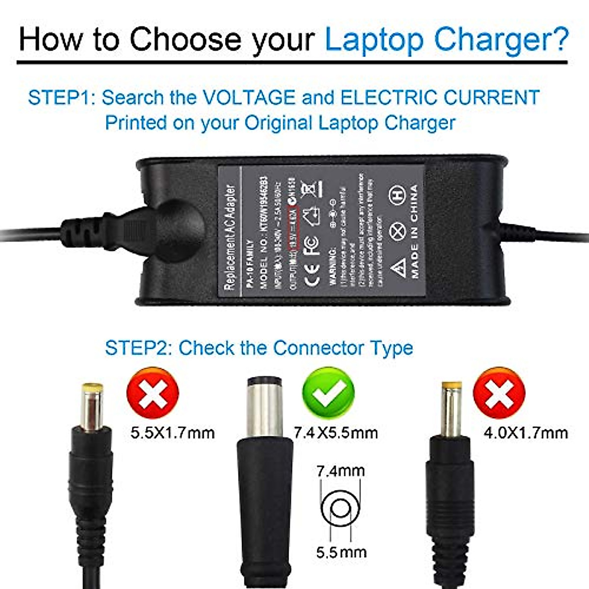 90W AC Adapter Charger for Dell Studio 1440 1555 1558 1569 1640 1645 1737 1747 1745 1749 Inspiron 14 15 17 14R 15R 17R 8500 8600 1520 1525 1570 1564 1750 1545 3543 3537 5720 7537 FA90PE1-00 PA-3E