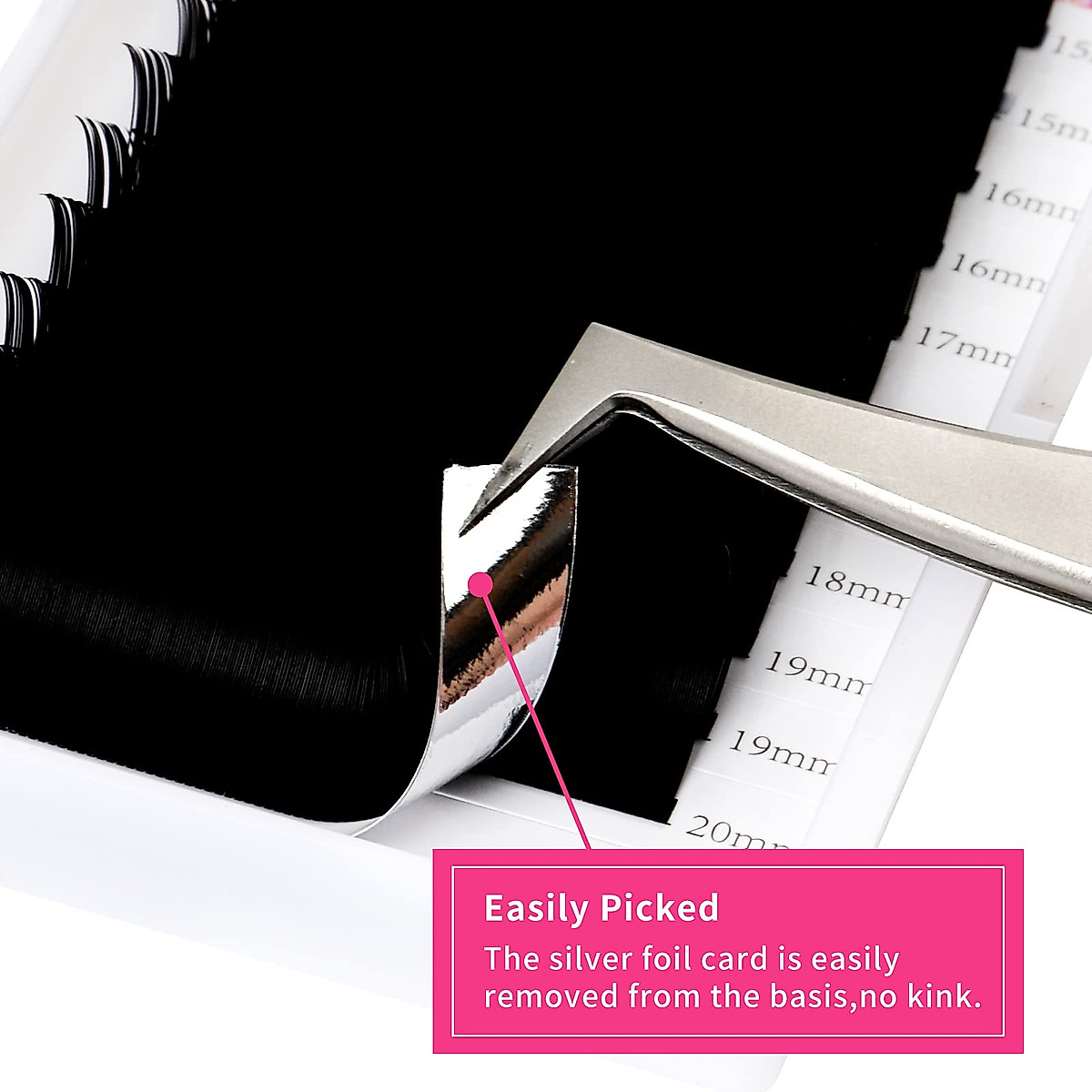 Eyelash Extensions D Curl 0.15mm Classic Lashes Extension 15-20mm Mixed Individual Lashes Silk Eyelash Extension Supplies Matte Black Single Eyelashes by FADVAN (0.15mm-D, 15-20mm Mix)