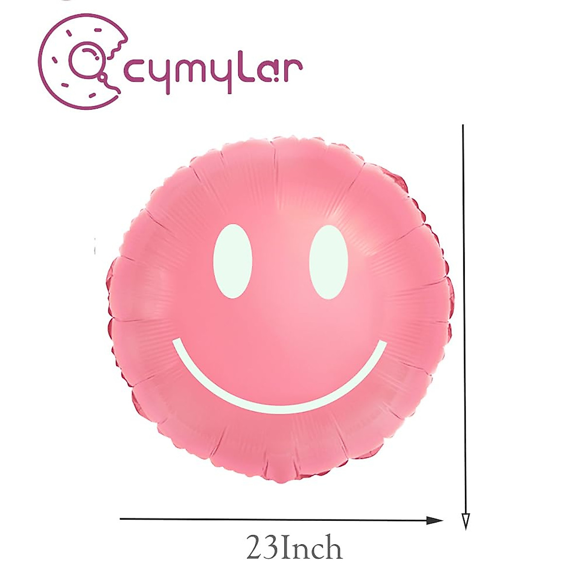 24Inch pink smile balloons,pink smiley face foil balloons for girl birthday party decoration/groovy party supplies(5pieces)