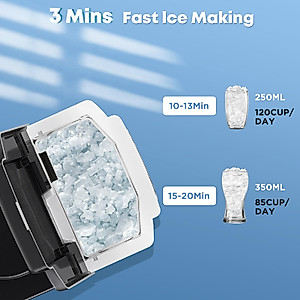 JINJUNYE Nugget Ice Maker Countertop, 38LBS/Day, Self Cleaning, Soft Chewable Pellet Ice Machine, Portable Crushed Ice Makers for Home, Kitchen, Stainless Steel