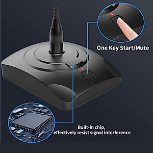 EBTOOLS Wired Microphone, 360 Degree Omnidirectional Highly Sensitive Noise Reduction Desktop Microphone, with 5m XLR Cable, Suitable for Meetings, Voice, Games, Karaoke