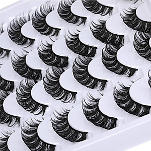 Fake Eyelashes Wispy Faux Mink Lashes D Curly Fluffy False Lashes Russian Strip Lashes Pack by Kiromiro