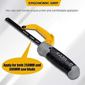 KATA Hacksaw Frame Set, 12" Hacksaw Frame, 10'' Mini Hacksaw and Drywall Saw/Jab Saw, Including 4pc Extra Flexible Bi-Metal HSS Blades, Handsaw for Metal, Wood, PVC Pipes