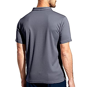 MIER Men's Polo Shirts Polyester Casual Tennis Collared Shirts Short Sleeve with Pocket, Sun Protection, Grey, XXL