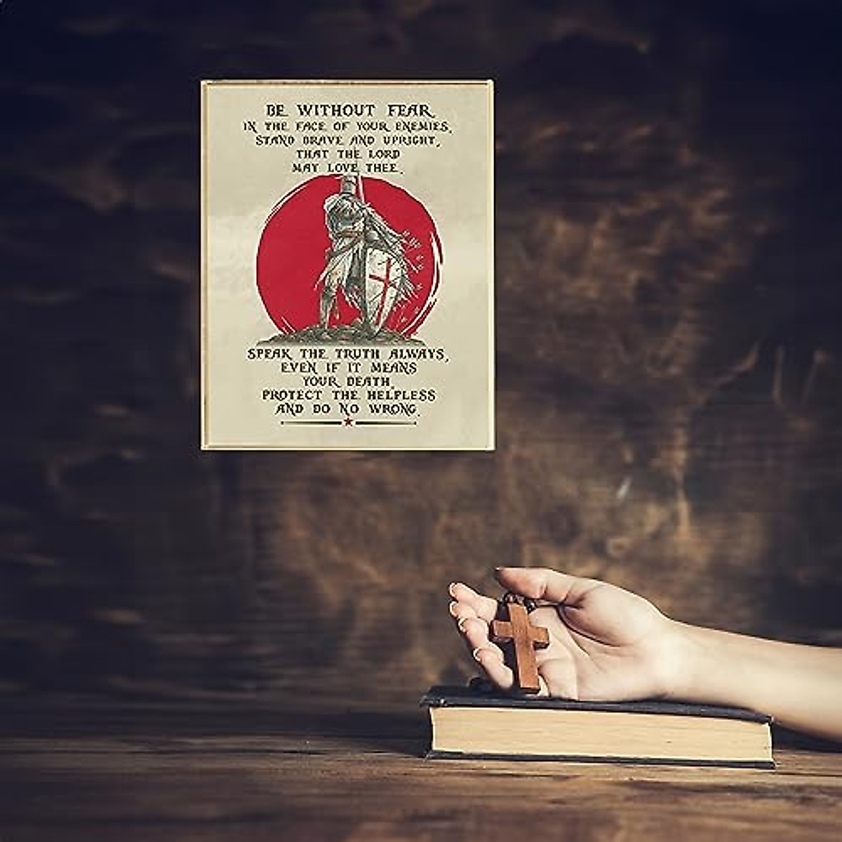 "Be Without Fear-Stand Brave & Upright"-Inspirational Christian Wall Art-11 x 14" Motivational Armor of God Warrior Print-Ready to Frame. Home-Office-Church-Religious Decor. Great Gift of Motivation!