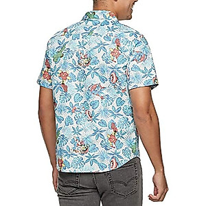 Marvel Men's Avengers Captain America Spider-Man Button Up Hawaiian Shirt, Floral, Large