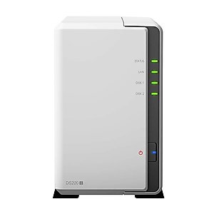 Synology DiskStation DS220j NAS Server with RTD1296 1.4GHz CPU, 512MB Memory, 36TB HDD Storage, 1 x 1GbE LAN Port, DSM Operating System