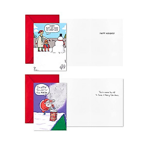 Hallmark Shoebox Funny Boxed Christmas Cards Assortment, Festive Cartoons (4 Designs, 24 Cards with Envelopes)