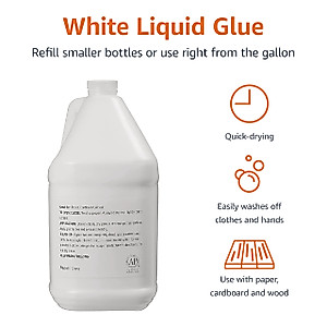 Amazon Basics All Purpose Washable School White Liquid Glue - Great for Making Slime, 1 Gallon Bottle