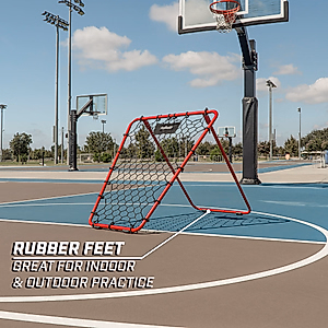 GoSports Basketball Rebounder with Adjustable Frame, Rubber Grip Feet and Sandbags - Portable Passback Training Aid