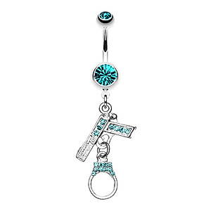 Jeweled Handgun Handcuff WildKlass Belly Button Ring