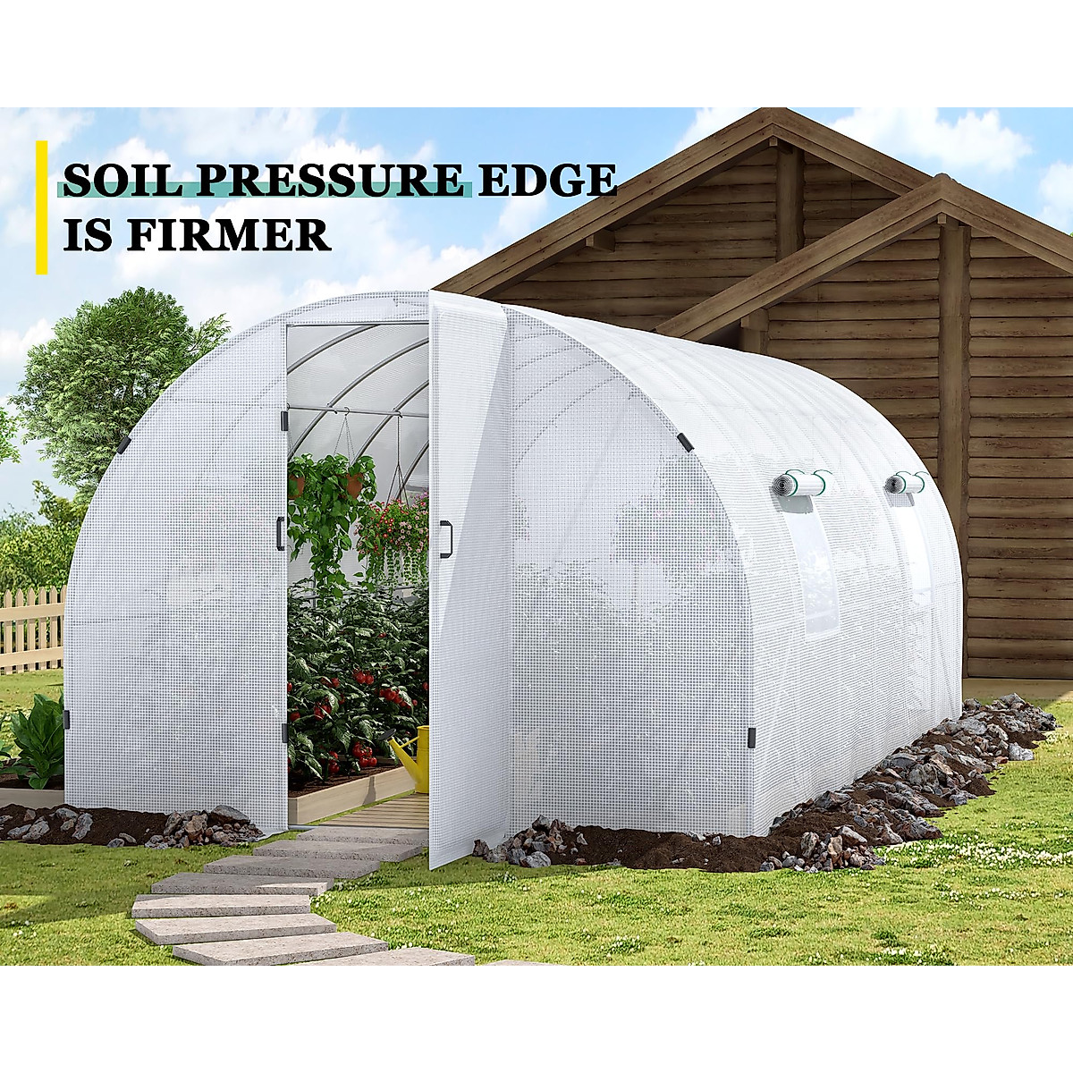 Papababe 20x10x7.5 FT Extra high Large Walk-in Greenhouse for Outdoors ...