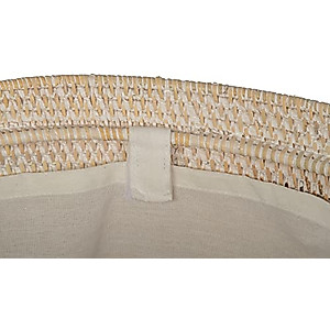 KOUBOO Loma Round Rattan Hamper and Laundry Basket with Lid Removable White-Wash