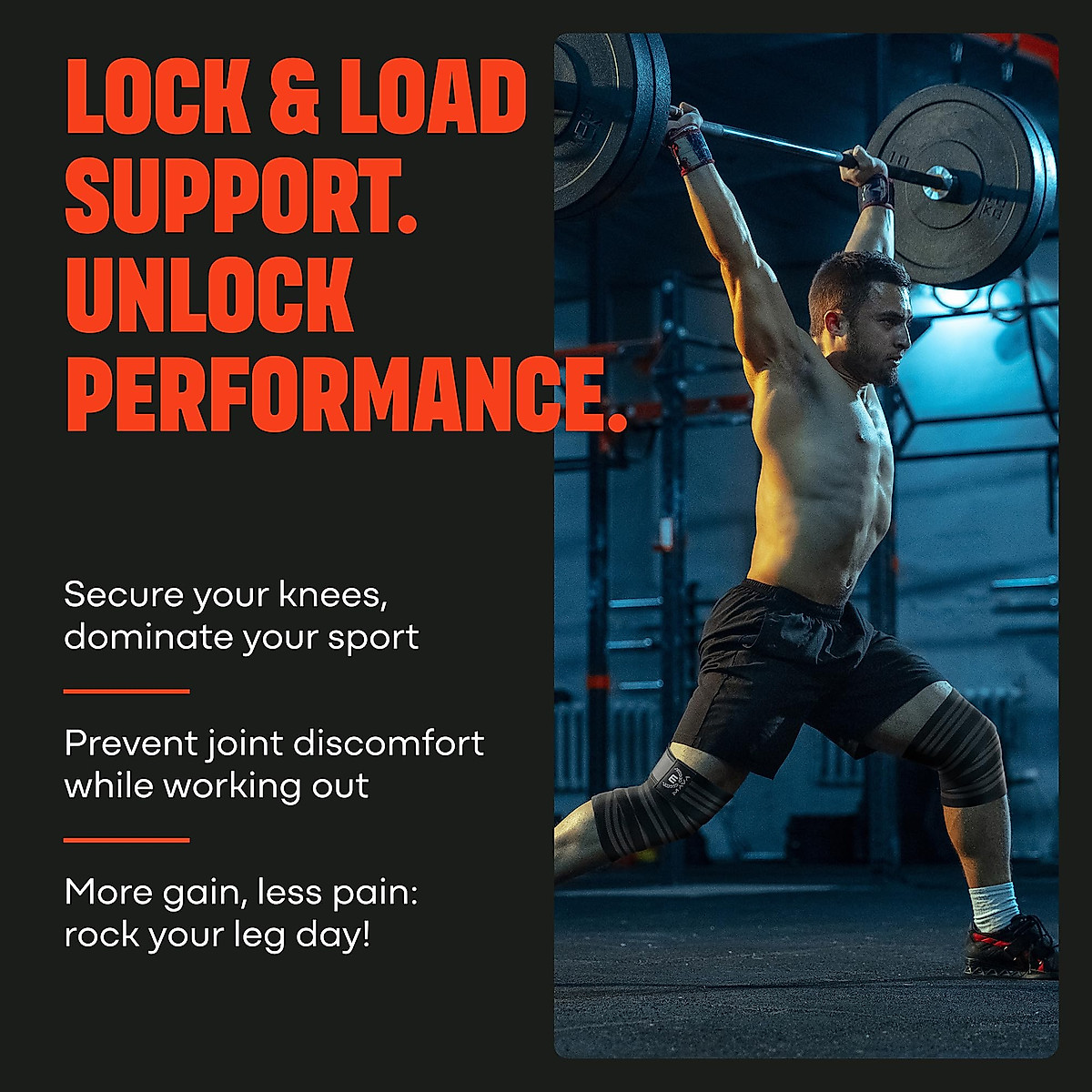 Mava Sports Knee Wraps (Pair) for Men & Women | Ideal for Cross Training, WODs, Gym Workouts, Weightlifting, Fitness & Powerlifting | Knee Straps for Squats | 72" Compression & Elastic Support