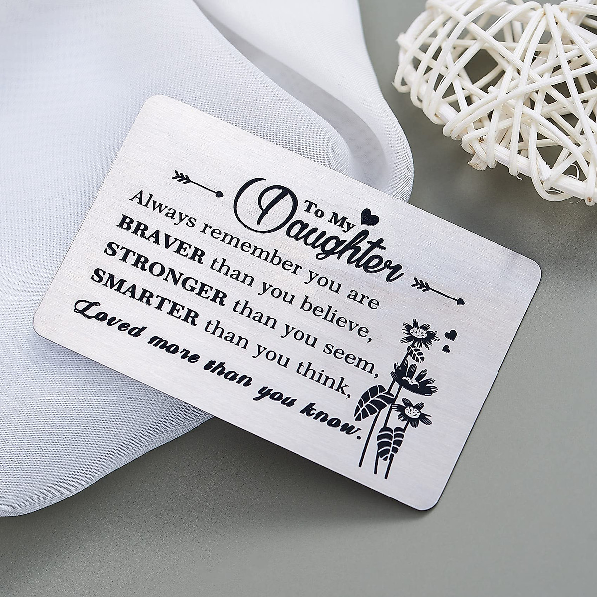 Tawdull Daughter Gifts from Dad Mom Engraved Metal Wallet Inserts Card Inspirational Graduation Gift Daughters Birthday Present Always Remember You Are Braver than You Believe Note Cards