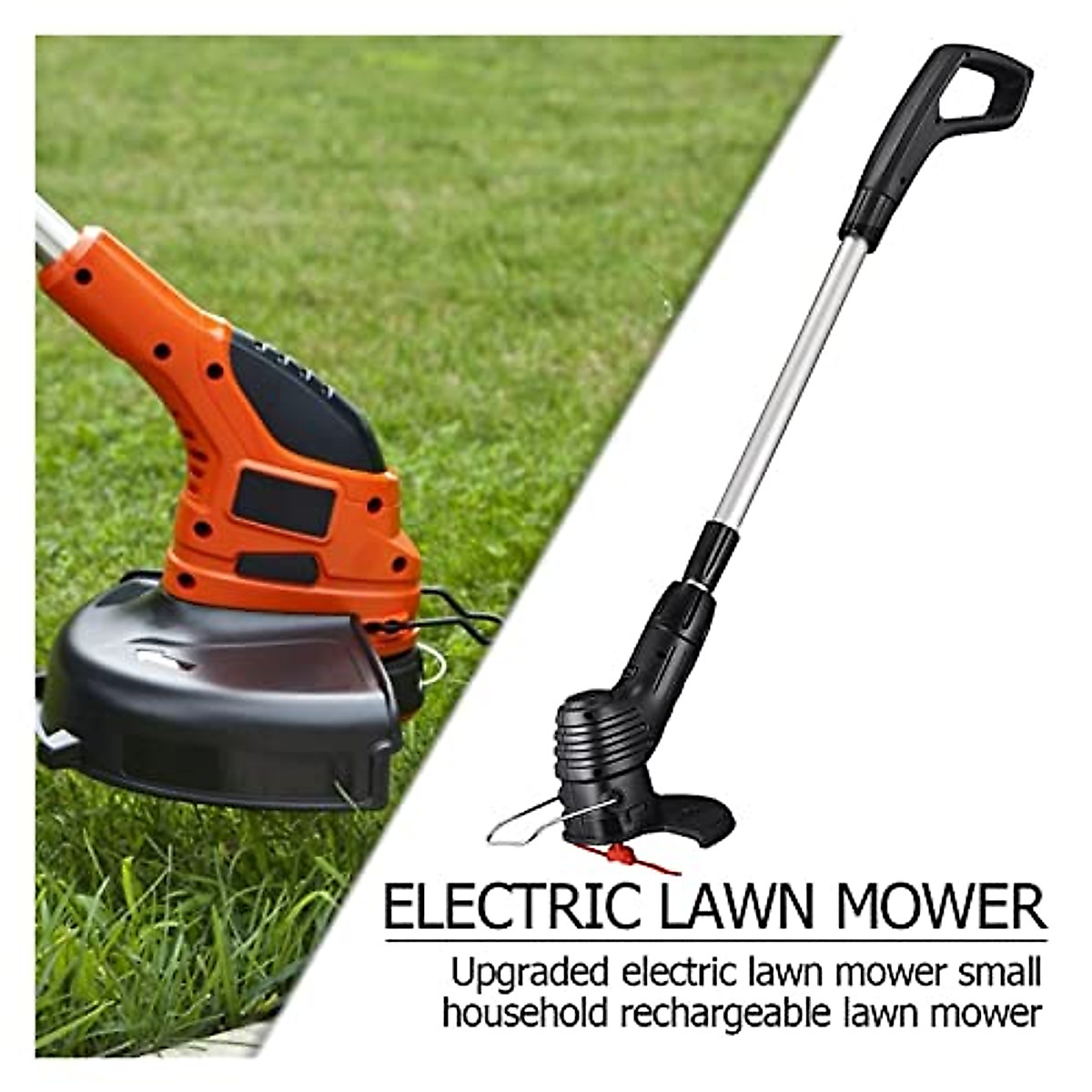 Cordless Lawn Mower 2000mAh Electric Lawn Mower Cordless Grass Hedge Trimmer Adjustable Handheld Mowing Machine Garden Power Tool with 18650 Battery