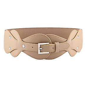 Ayliss Women Vintage Waist Belt Elastic Stretch Cinch Waistband Fashion Dress Belt Retro Corset Band Wrap Belt Ladies (Apricot, Waist Size 26''-33.5'')