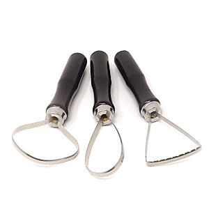 Honbay 3-Piece Clay Sculpture Tools Big Loop Scraper Knife with Sawtooth