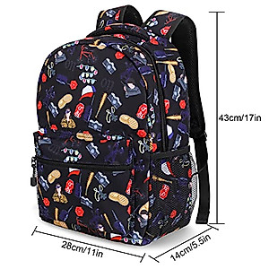 Eyehoce Funny Stranger School Backpack, Black Bookbag College High School Bags For Boys Girls, Travel Work Bag, Laptop Backpacks for Women Men Stranger Movie Gift