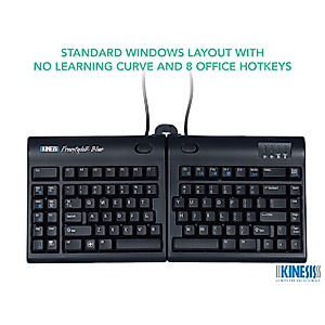 KINESIS Freestyle2 Blue Wireless Ergonomic Keyboard for PC (9" Separation), Dark Gray