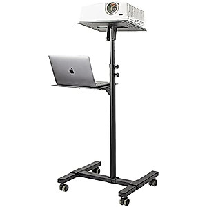 StarTech.com Mobile Projector and Laptop Stand/Cart - Heavy Duty Portable Projector Stand (2 Shelves, hold 22lb/10kg each) - Height Adjustable Rolling Presentation Cart w/Lockable Wheels (ADJPROJCART)