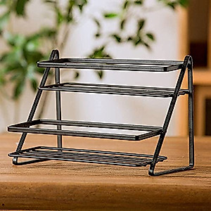 2 Tier Bathroom Shelf, Desktop Makeup Organizer, Small Storage Rack for Kitchen, Bath Room, Bedroom and Office (Black)