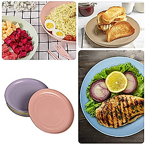 WANBY Lightweight Wheat Straw Plates Unbreakable Dinner Dishes Plates Set Non-Toxin Dishwasher & Microwave Safe BPA Free and Healthy (Small 6 Pack 5.9')