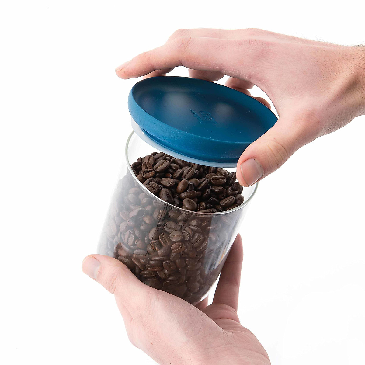 BergHOFF LEO 6Pc Food Storage Containers Set Glass Body And Measuring Spoon Round Blue Green Grey Airtight Lids Leakproof