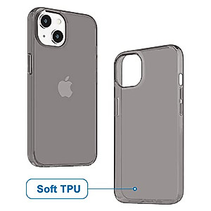 JJGoo Compatible with iPhone 13 Mini Case, Soft Transparent Shockproof Protective Slim Thin Bumper Phone Cover for iPhone 13 Mini - 5.4 inch, TranslucentBlack