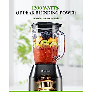 KIDISLE Professional Blenders for Kitchen, 1200W Powerful Smoothie Blender, 52oz Glass Jar for Shakes and Smoothies, Ice Crush, Frozen Fruit, Stainless Steel & Sliver