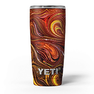 Design Skinz Red Acrylic Swirl - Skin Decal Vinyl Wrap Kit compatible with the Yeti Rambler Cooler Tumbler Cups