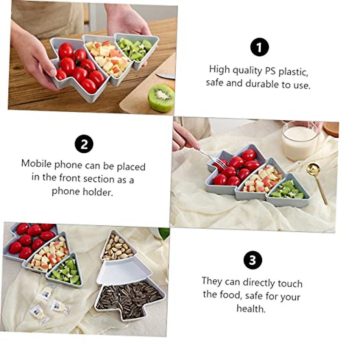 NOLITOY 4 Pcs Christmas Tree Afternoon Tea Dessert Plates Christmas Serving Tray Christmas Accessory Compartment Serving Plate Holiday Snack Sushi Plates Ceramics Cookie Plastic