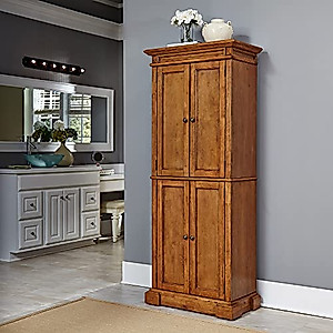 Homestyles Storage Pantry with Drawer and Adjustable Shelves 72 Inches High by 30 Inches Wide Distressed Oak