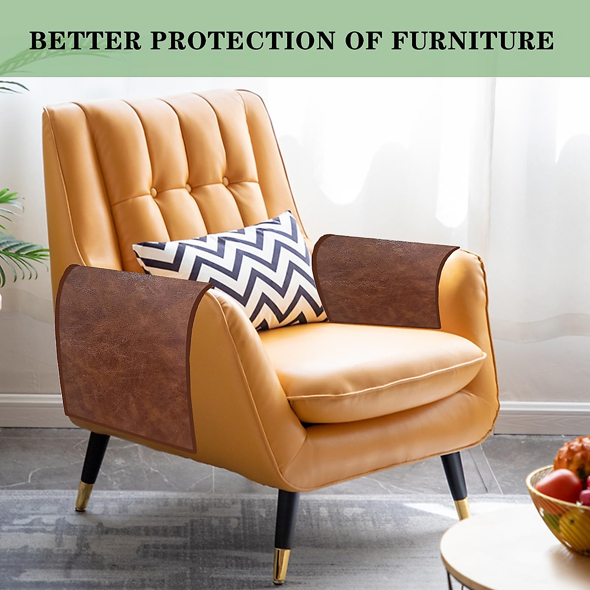 Ntomtuex Faux Leather Couch Arm Cover PU Armrest Slipcover Waterproof Armrest Covers for Sofa Recliner Chair Arm Protectors for Pets Set of 2 Brown