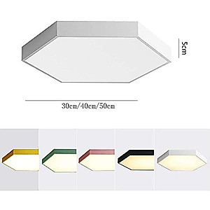 DOGACA Modern Hexagon LED Ceiling Light Fixture with Remote Dimmable Flush Mount Ceiling Lamp for Hallway Stairway Hearth Kitchen Porch Entryway-White Light 40cm