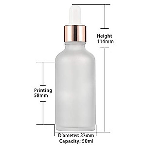 Furnido 12 Pack,1.7 Oz Frosted Glass Dropper Bottle,Empty Essential Oil Dropper Bottle Holder With Glass Eye Dropper,Rose-Golden Caps Perfume Travel Vial Container-Pipette,Stickers,Funnel included