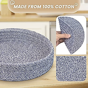 AmapleL 9 Inches Trivets for Hot Dishes, Trivets (Set of 4) for Hot Pots and Pans Holder + 1 Pack Kitchen Storage Basket, 100% Cotton Round Hot Pads - Table Mats - Coasters, Table Heat Protector Pad