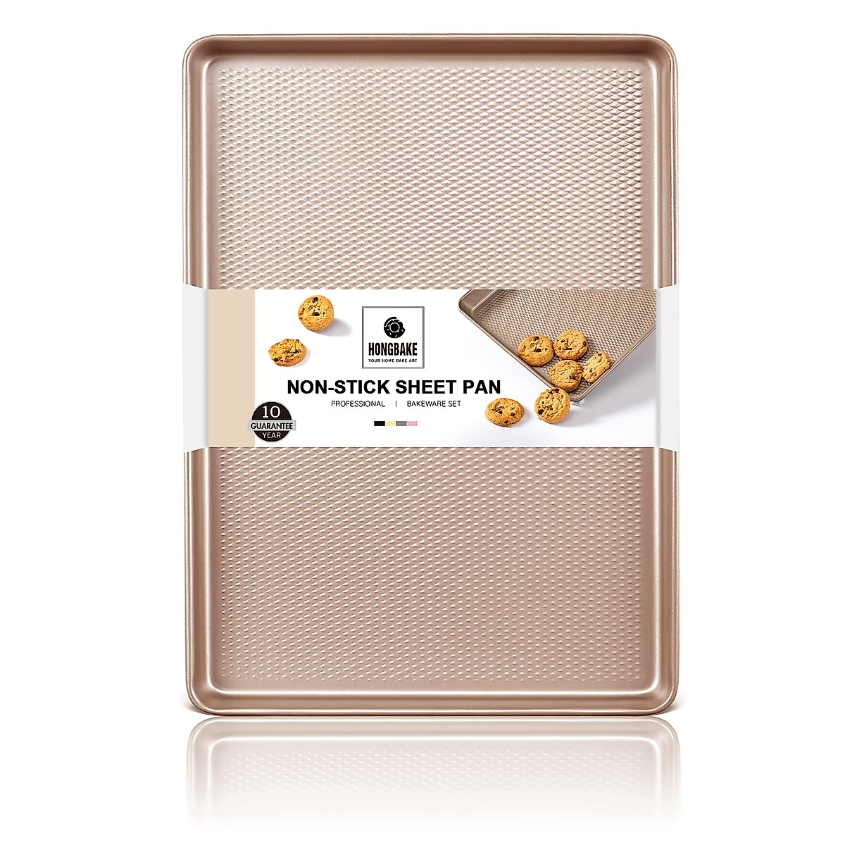 HONGBAKE Half Cookie Sheet 17.5x12 Inches and Half/Quarter/Jelly Roll Baking Sheet Pan Set