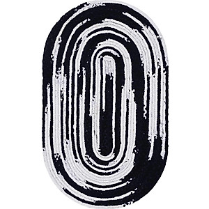 Unique Loom Braided Chindi Collection Casual Modern Black Oval Rug (3' 3 x 5' 0)
