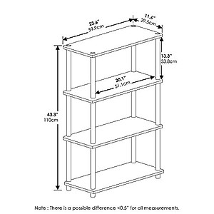 Furinno (99557EX/BK) Turn-N-Tube 4-Tier Multipurpose Shelf Display Rack - Espresso/Black