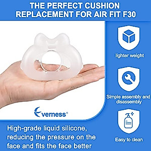Replacement Set for Airfit F30, Includes Cushion (M) & Most You Need in One Pack, Snug Fit & Reliable Seal, Great-Value Replacement Supplies by Everness