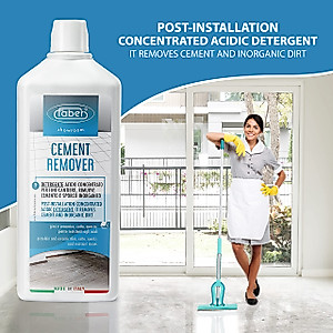 FABER Cement Remover for Tiles – Fast Acting Grout Haze Remover - Cement and Concrete Dissolver – 1 Liter Liquid - ECO Formula, Gentle Scent - Solvent Adhesives Remover & Efflorescence Remover