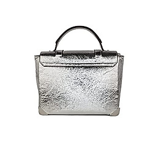 Michael Kors Manhattan Medium Top Handle Bag School Satchel (Silver)