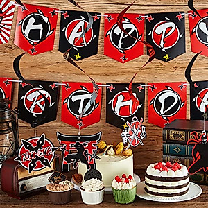25 Packs Ninja Party Decorations Ninja Birthday Party Supplies Ninja Warriors Birthday Banner Ninja Warriors Hanging Swirls Decorations Ninja Party Supplies for Boys Ninja Warrior Themed Birthday