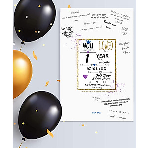 1st Birthday Party Guest Book Poster - Table Centerpiece Decoration Banner for Women or Men Turning 1 year old - Sweet Guest Book Alternative - 11x17 In Art Anniversary Keepsake Sign for Wishes