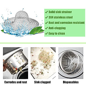 10pcs Mesh Sink Strainer, 2.75" Top/1" Stainless Steel Slop Basket Filter Trap, Metal Kitchen Drain Strainer, Hair Basket Drain - Fits Most Kitchen Sinks, Bathroom Sinks,Shower Drains,Floor Drain