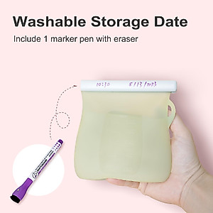 Reusable Breast Milk Storage Bags | 8.5oz Silicone Breast Milk Storage Bags Freezer, 7pcs Double Seal, BPA Free Breastmilk Storage Container for Breastfeeding