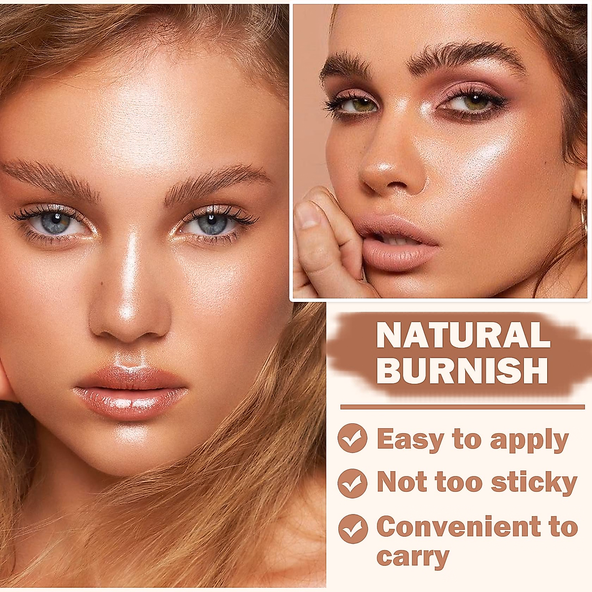 CAHIUYOA 2 Color Cream Contour Stick,Cream Bronzer Highlighter Makeup Stick,Velvet Texture Soft and Smooth Long Lasting Waterproof Contour Stick for Women Girls - Light